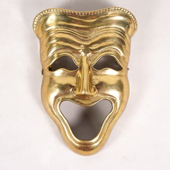 India | Accents | Vintage Golden Brass Comedy Happy Face Theatre Mask ...